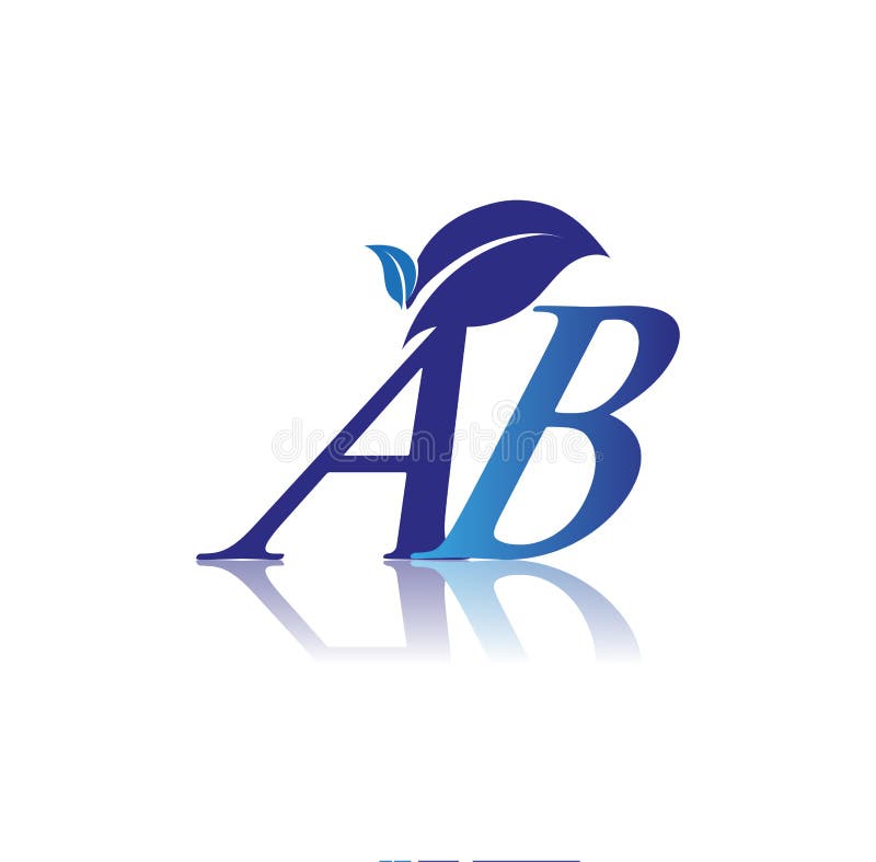 Initial Letter AB with Leaf Logo, Colored Blue Nature and Environment ...