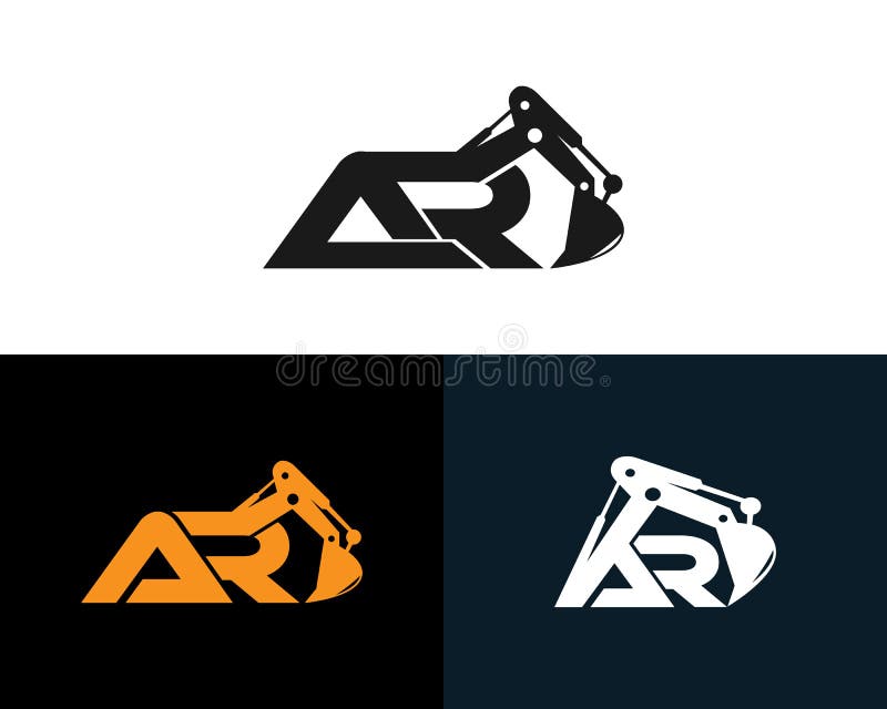 Initial Letter AR Excavator Logo Design Concept. Stock Vector ...
