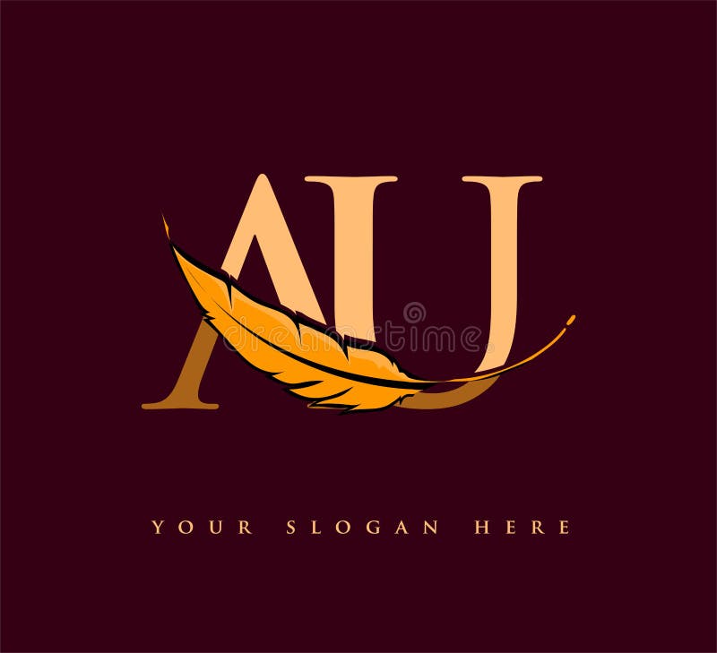 Initial Letter AU Logo with Feather Company Name, Simple and Clean ...