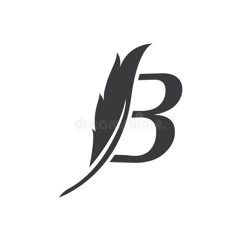 Initial Letter B with Feather Logo Vector Icon Illustration Stock ...