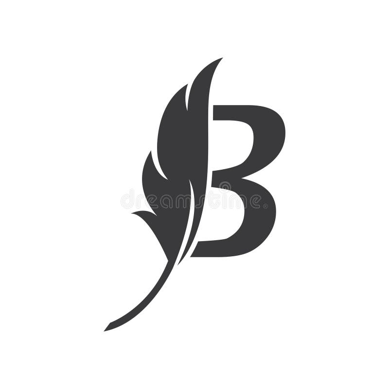 Initial Letter B with Feather Logo Vector Icon Illustration Stock ...