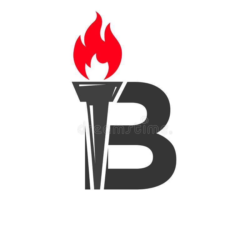 Initial Letter B Fire Torch Concept with Fire and Torch Icon Vector ...