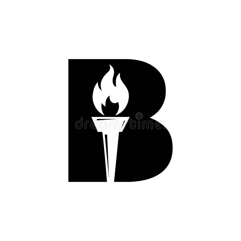 Initial Letter B Fire Torch Concept with Fire and Torch Icon Vector ...