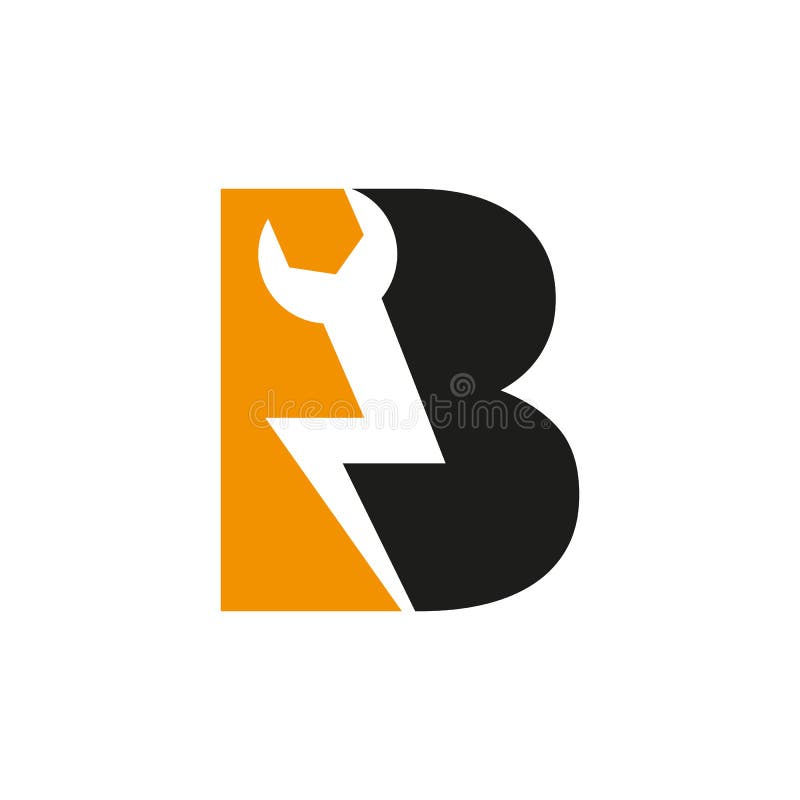 Initial Letter B Repair Wrench and Volt Power Logo Design for Repair ...