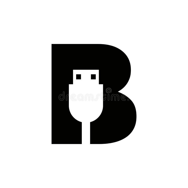 Initial Letter B USB Symbol Design. Computer Connection USB Cable Icon ...