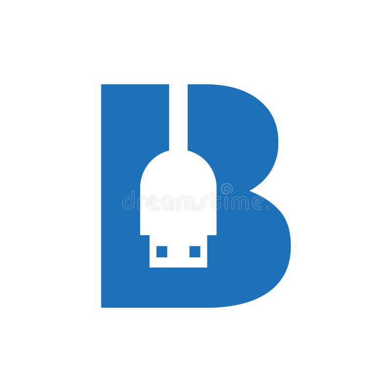 Initial Letter B USB Symbol Design. Computer Connection USB Cable Icon ...