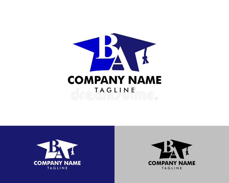 Initial Letter BA Logo with Graduation Hat, Education Theme Concept ...