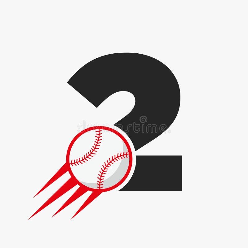 Initial Letter 2 Baseball Logo Concept with Moving Baseball Icon Vector ...