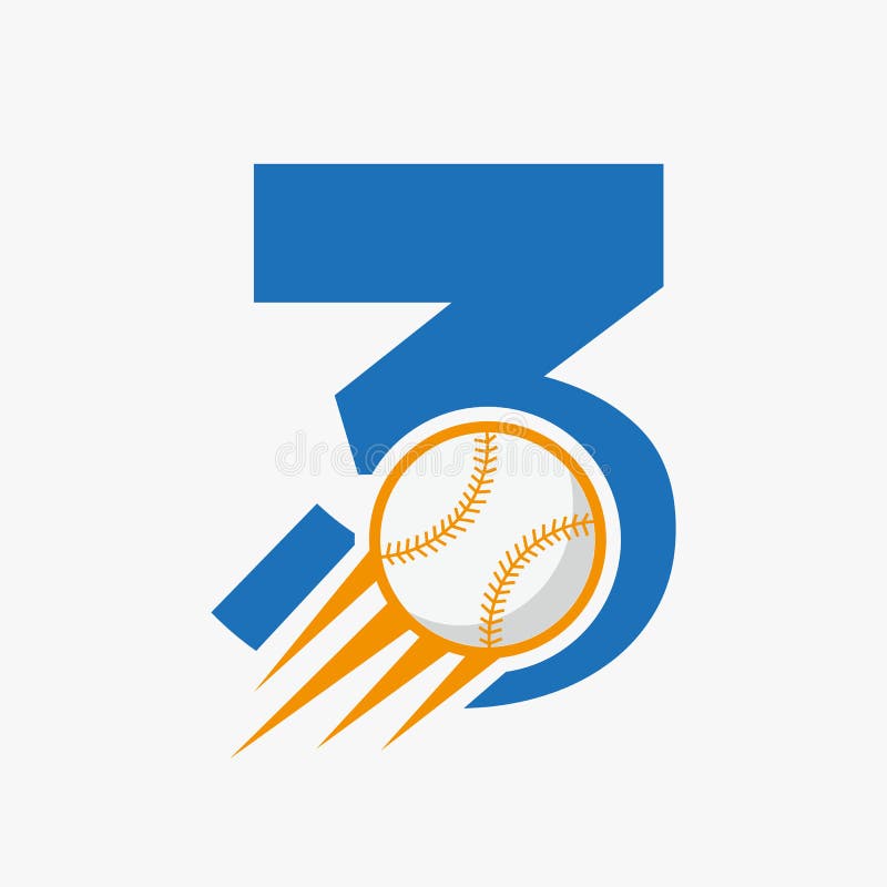 Initial Letter 3 Baseball Logo Concept with Moving Baseball Icon Vector ...