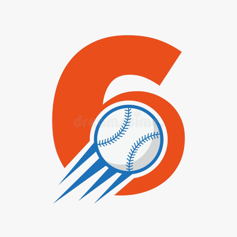 Initial Letter 6 Baseball Logo Concept with Moving Baseball Icon Vector ...