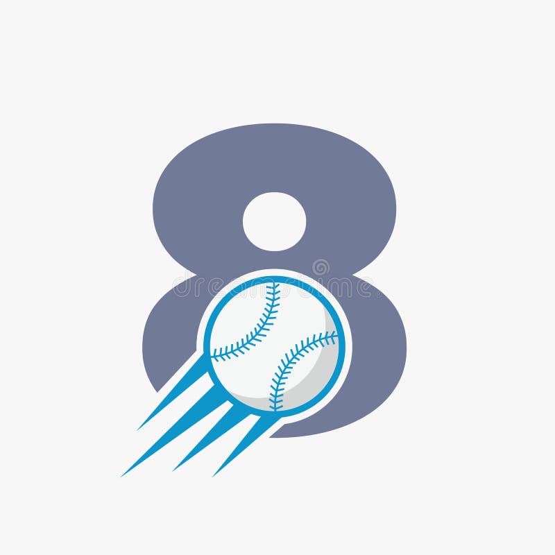 Initial Letter 8 Baseball Logo Concept with Moving Baseball Icon Vector ...