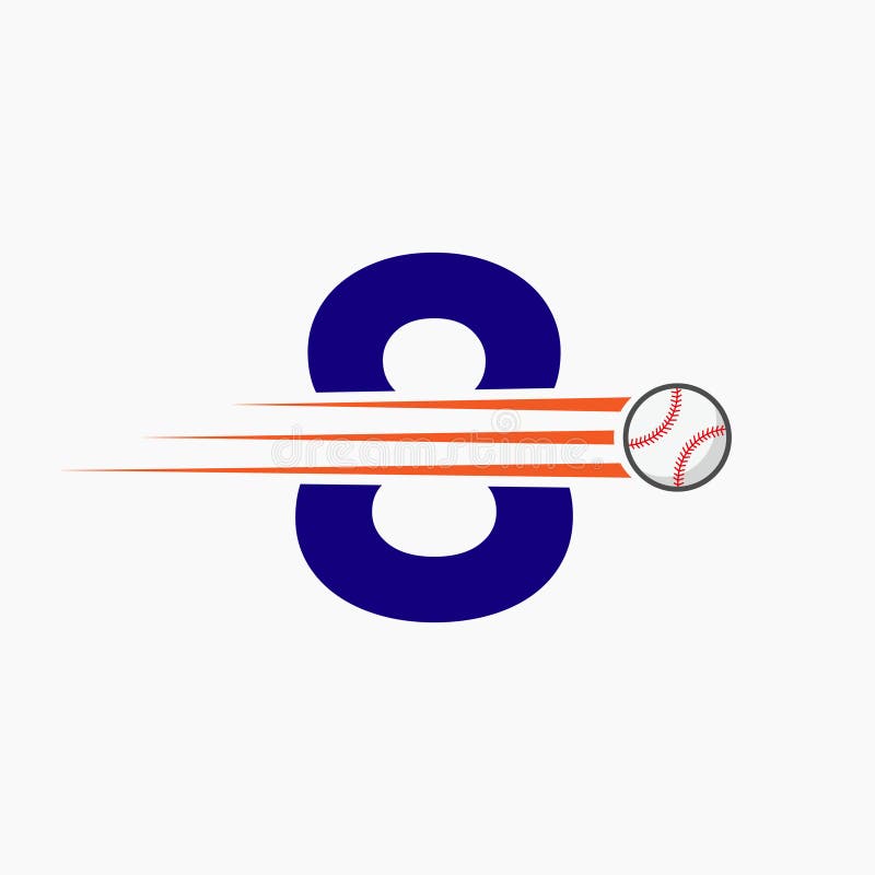 Initial Letter 8 Baseball Logo with Moving Baseball Icon Stock Vector ...