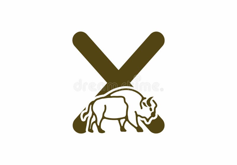 Initial Letter X with Bison Line Art Stock Vector - Illustration of ...