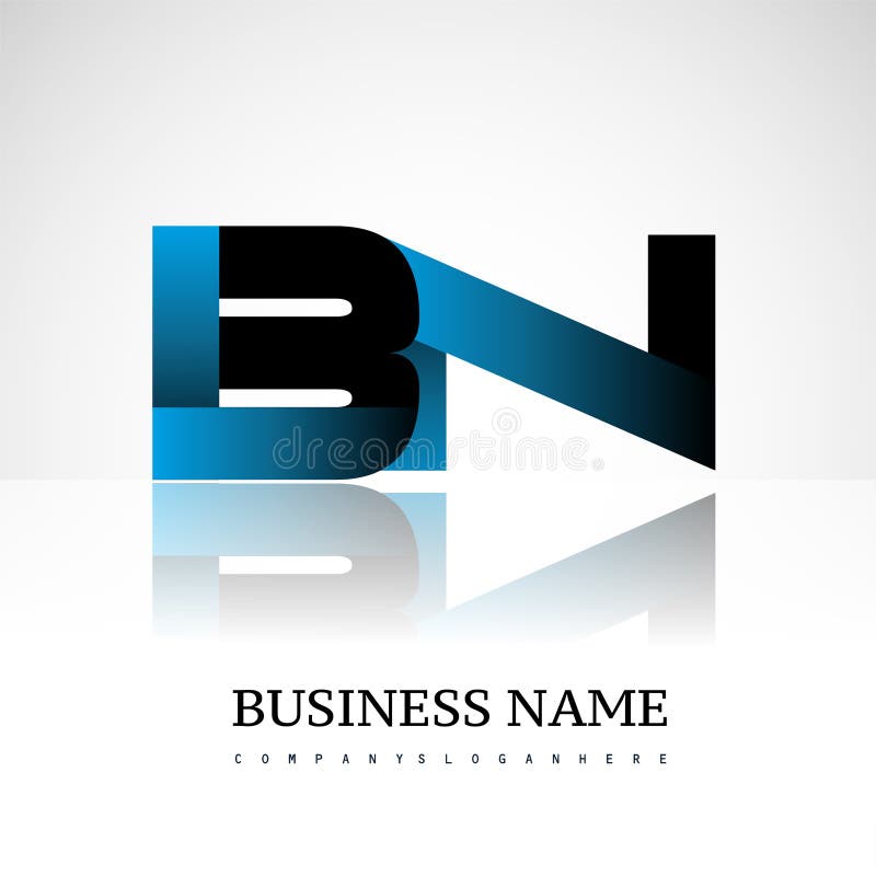 Initial Letter BN Uppercase Modern and Simple Logo Linked Blue and ...