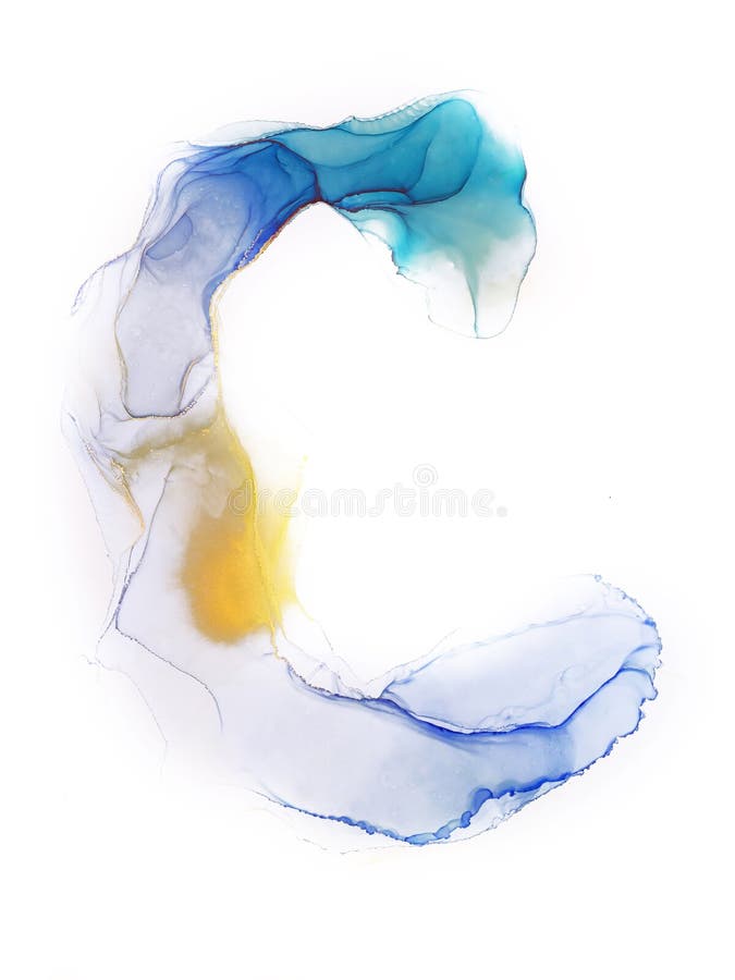 Initial Letter C in Abstract Hand-painted Alcohol Ink Technique Stock ...