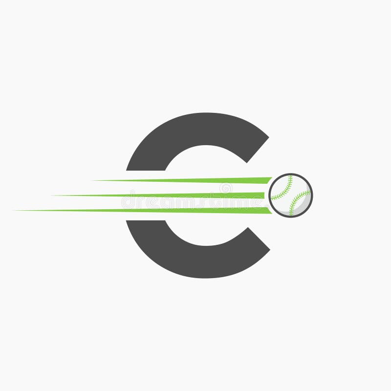 Initial Letter C Baseball Logo with Moving Baseball Icon Stock Vector ...