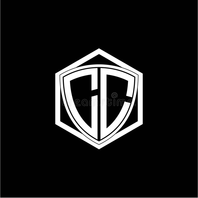 Initial Letter C C Shield with Hexagon Frame Stock Vector ...