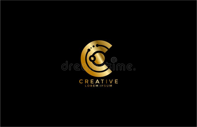 Initial Letter C Tech Style Golden Logo Design Template Stock ...