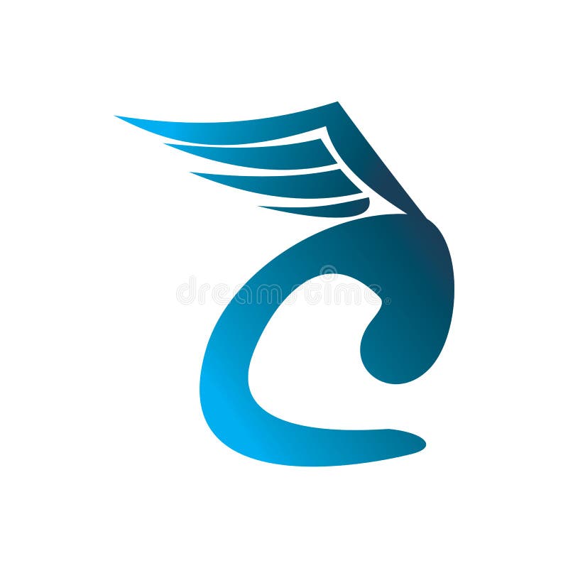 Blue Color Initial Letter C Wing Logo Design Stock Illustration ...