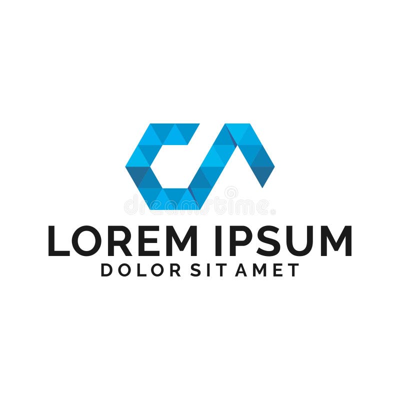 Initial Letter CA Logo Template with Low Poly Triangle Symbol Stock ...