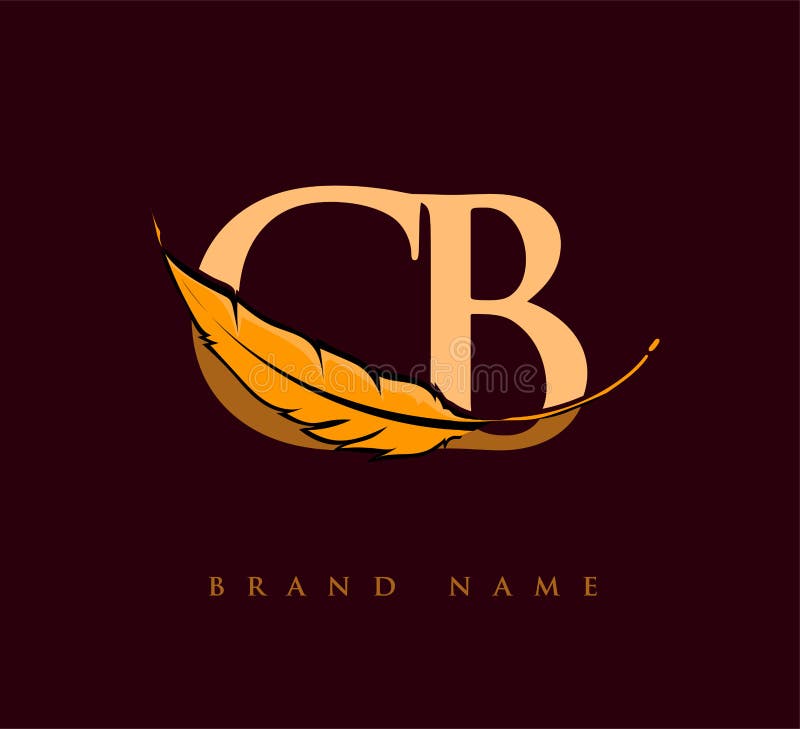 Initial Letter CB Logo with Feather Company Name, Simple and Clean ...