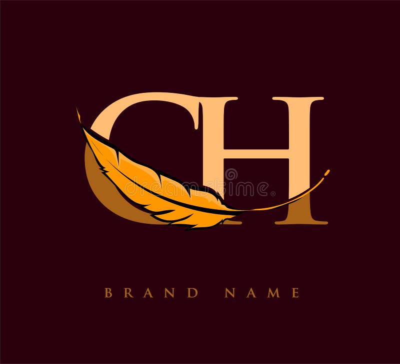 Initial Letter CH Logo with Feather Company Name, Simple and Clean ...
