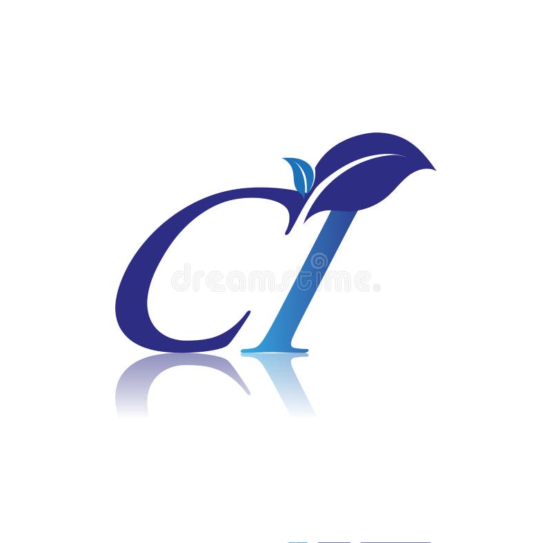 Initial Letter CI with Leaf Logo, Colored Blue Nature and Environment ...