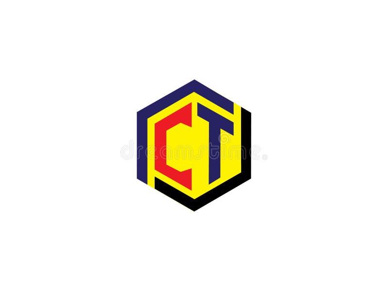 Initial Letter CT on Hexagonal Design Logo Vector Graphic Branding ...