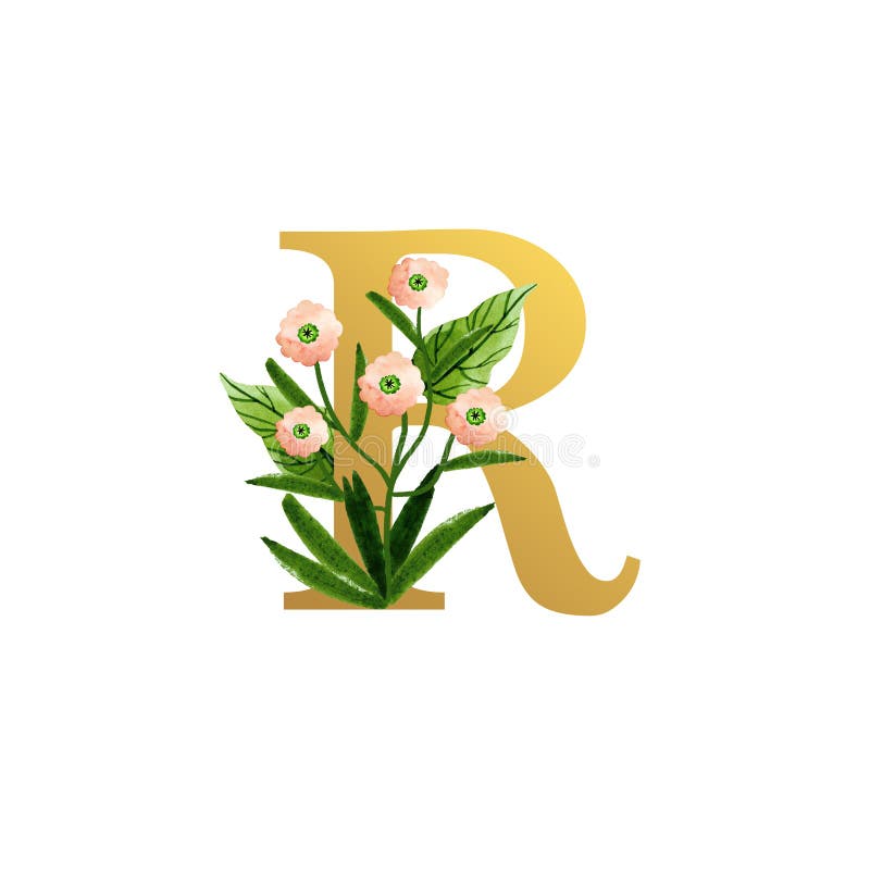 Initial Letter with Cute Naive Flowers Stock Vector - Illustration of ...