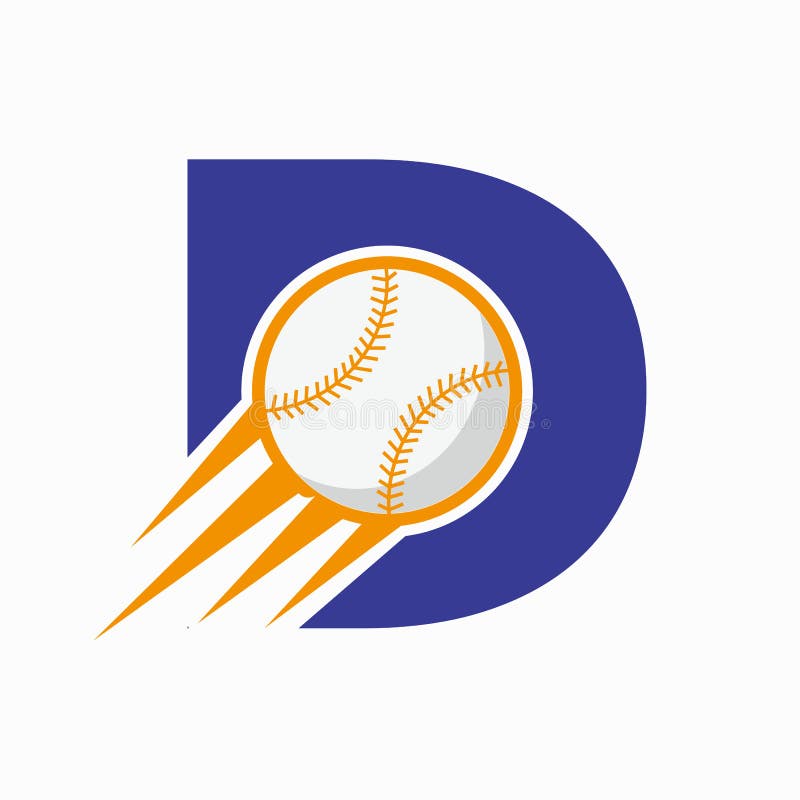 Initial Letter D Baseball Logo Concept with Moving Baseball Icon Vector ...
