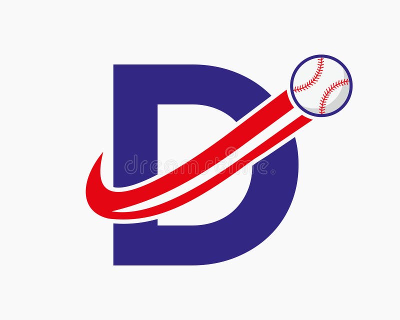Initial Letter D Baseball Logo Concept with Moving Baseball Icon Vector ...