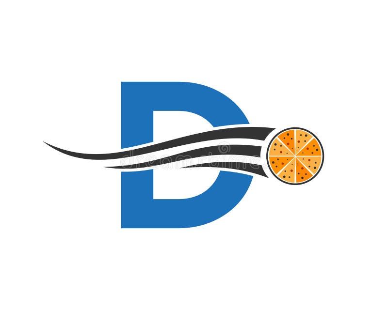 Initial Letter D Cafe Restaurant Logo with Pizza Concept Vector ...