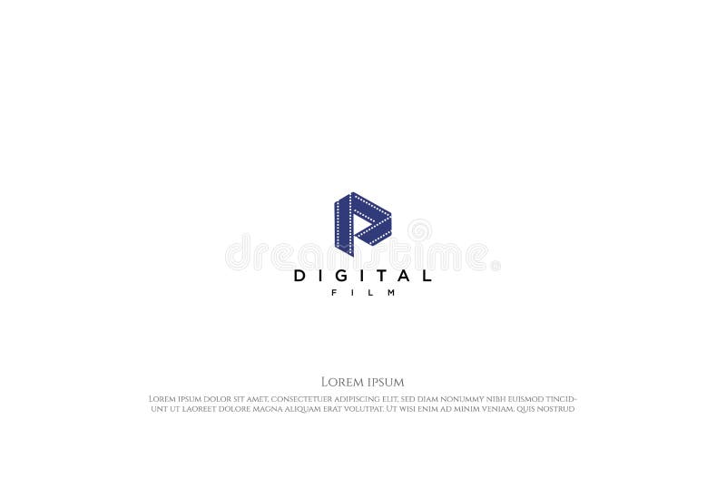 Initial Letter D with Film Strip for Digital Film Logo Design Vector ...