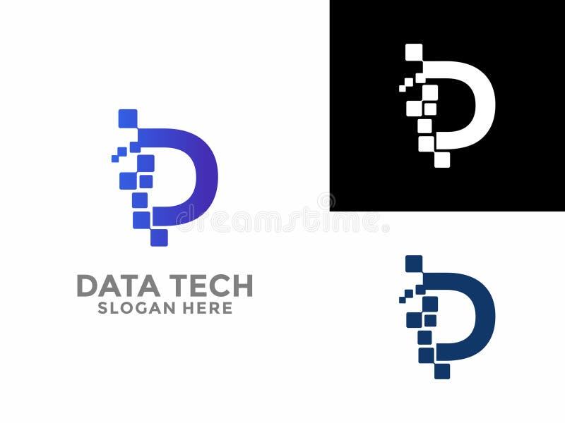 Initial Letter D Technology Logo Design Vector. Data Digital Tech and ...