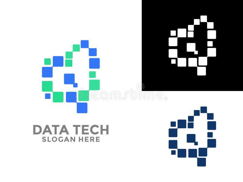 Initial Letter D Technology Logo Design Vector. Data Digital Tech and ...