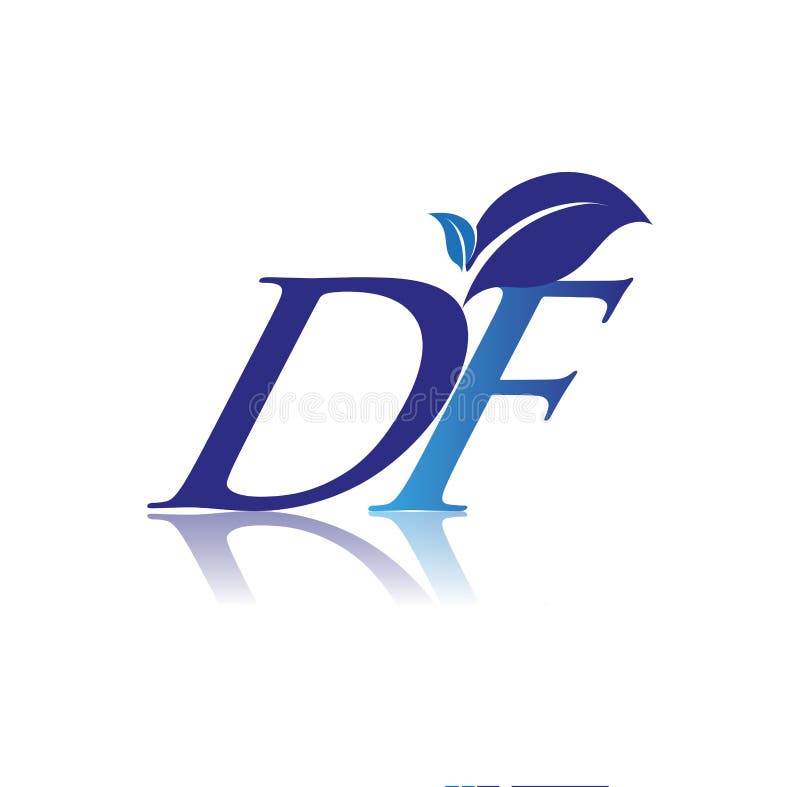 Initial Letter DF with Leaf Logo, Colored Blue Nature and Environment ...
