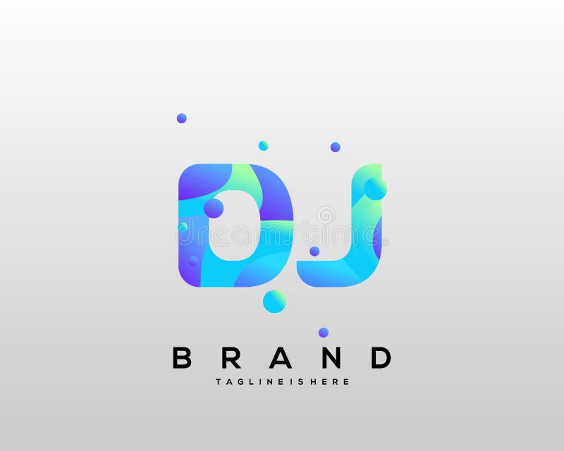 Initial Letter DJ Logo with Colorful Circle Background, Letter ...