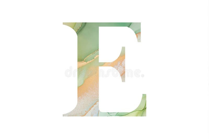 Initial Letter E with Abstract Hand-painted Alcohol Ink Texture Stock ...