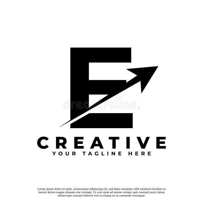 Initial Letter E Artistic Creative Arrow Up Shape Logotype. Usable for ...