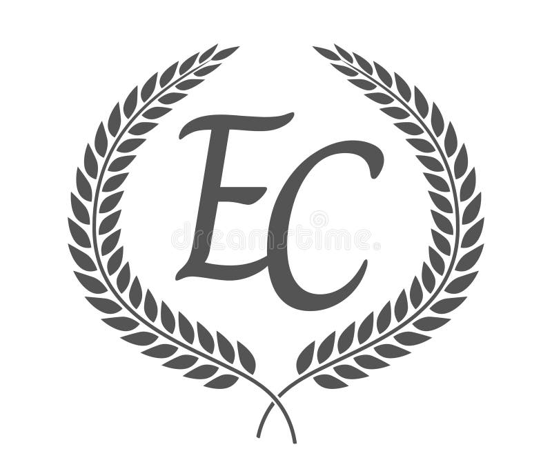 Initial Letter E and C, EC Monogram Logo Design with Laurel Wreath ...