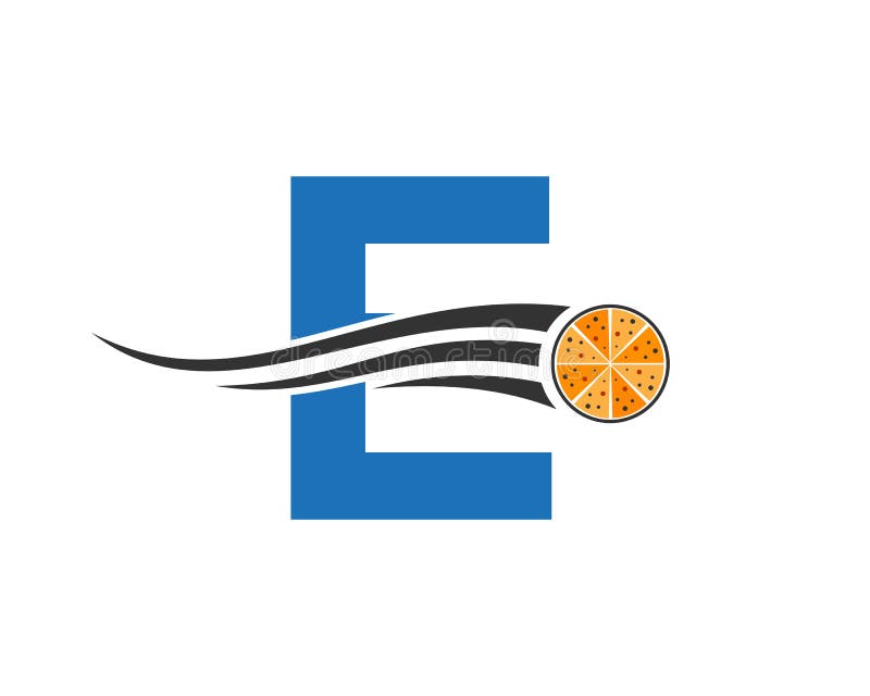 Initial Letter E Cafe Restaurant Logo with Pizza Concept Vector ...