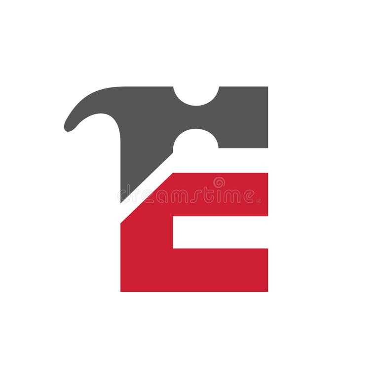Initial Letter E Hammer Logo Icon Vector, Alphabet E Hammer Logo Illustration Design Template ...
