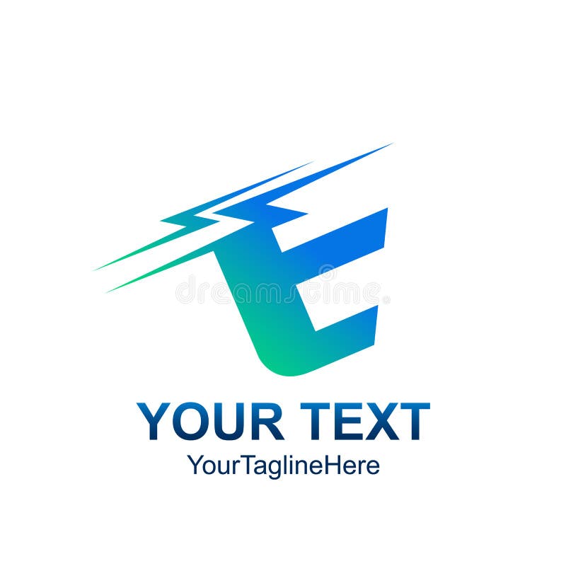 Initial Letter E Logo Template Colored Blue Electric Design for Stock ...