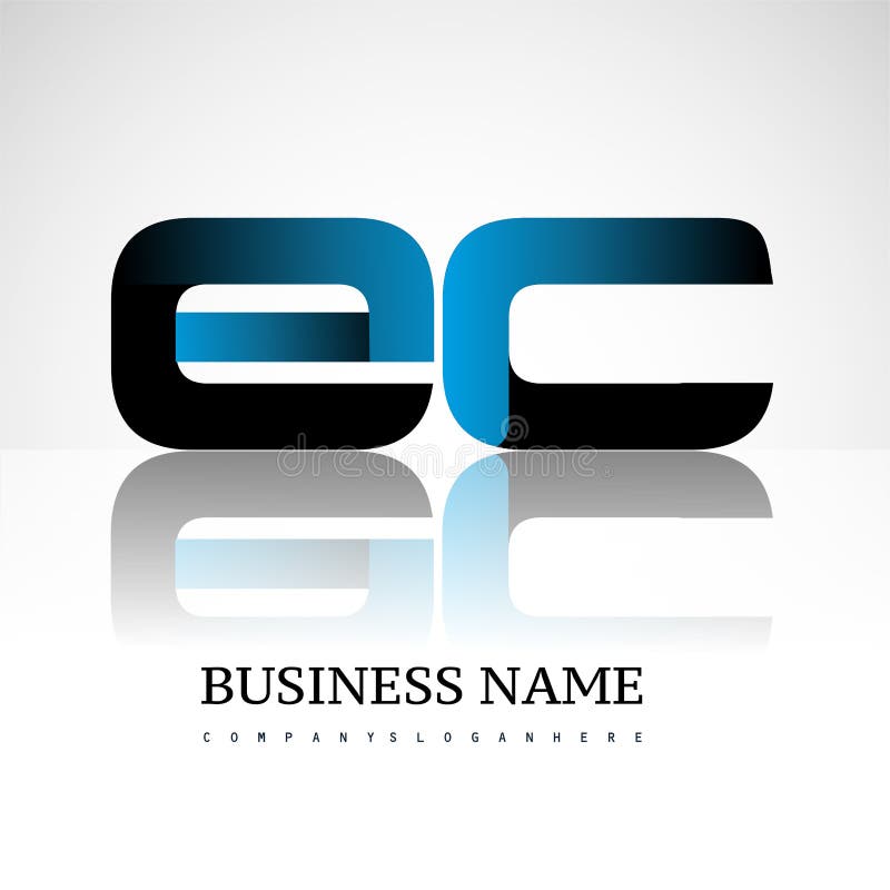 Initial Letter EC Uppercase Modern and Simple Logo Linked Blue and ...
