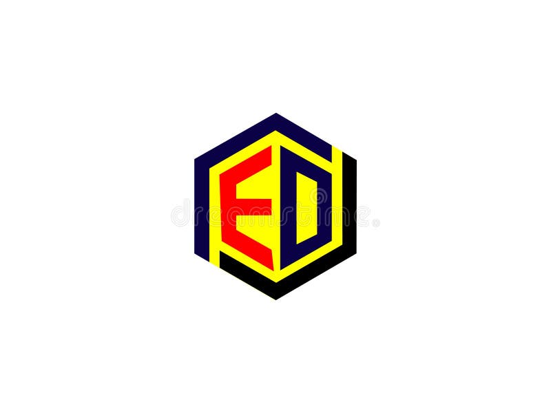 Initial Letter ED on Hexagonal Design Logo Vector Graphic Branding ...