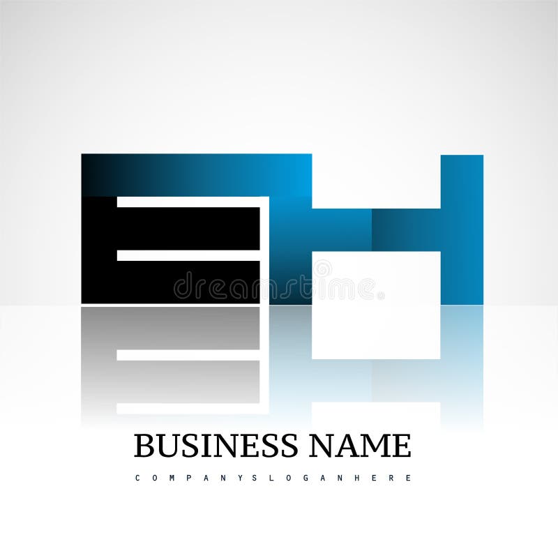 Initial Letter EH Uppercase Modern and Simple Logo Linked Blue and ...
