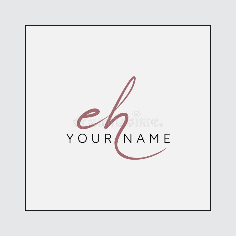 Initial Letter EH Vector Logo Template in Handwritten Signature Style ...