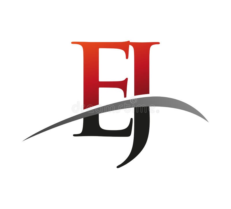 Initial Letter EJ Logotype Company Name Colored Red and Black Swoosh ...
