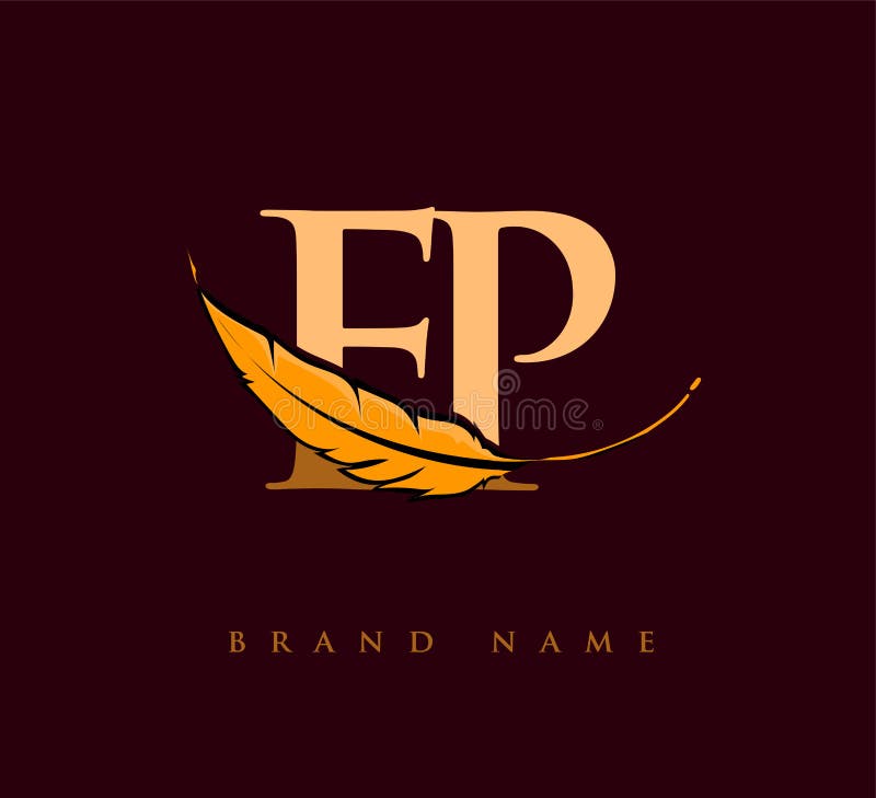 Initial Letter EP Logo with Feather Company Name, Simple and Clean ...