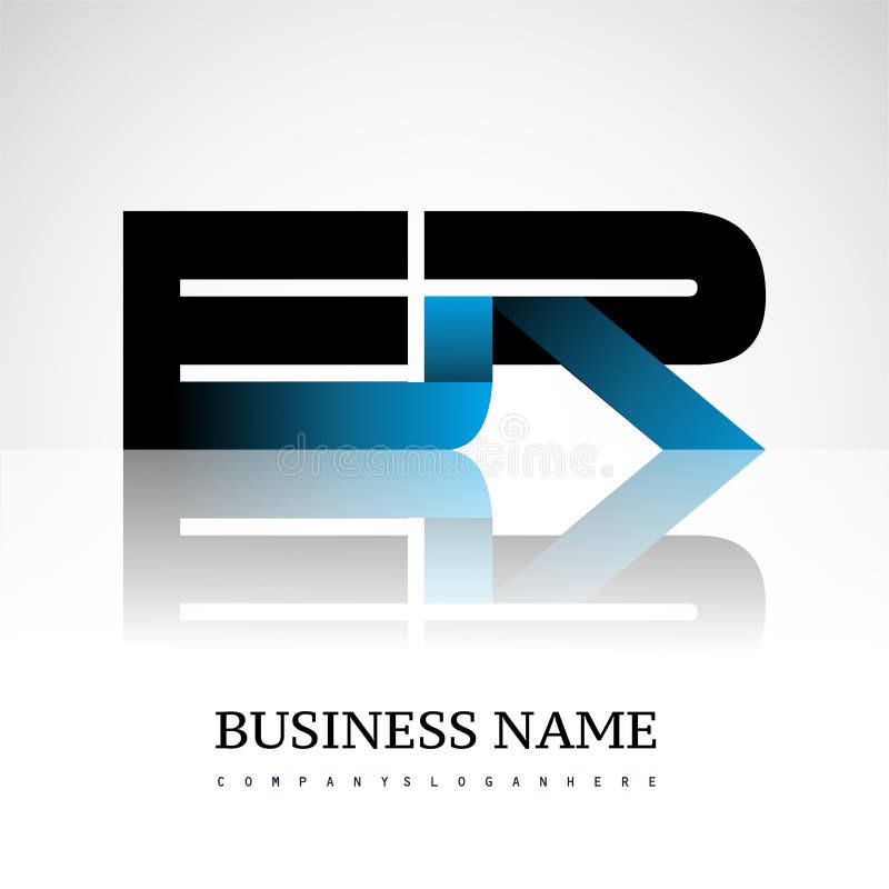 Initial Letter ER Uppercase Modern and Simple Logo Linked Blue and ...